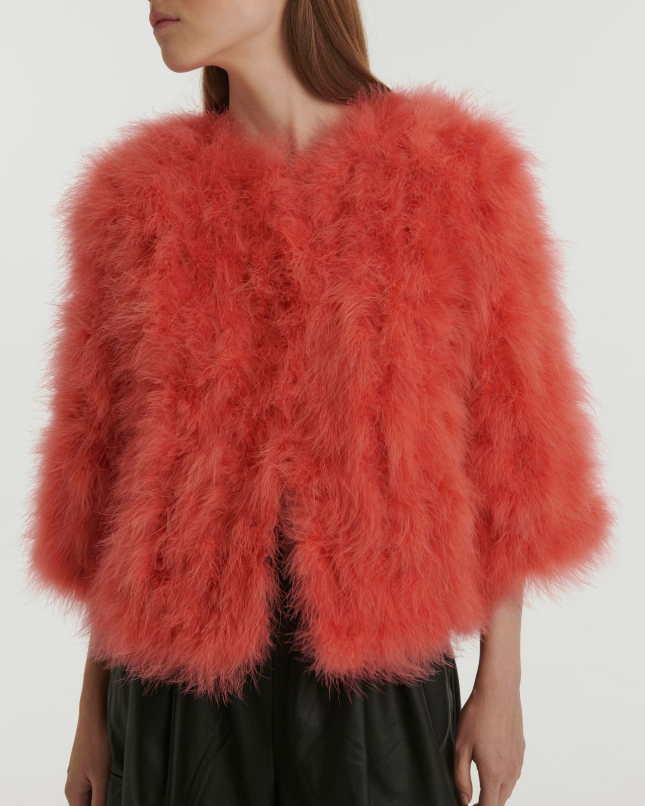 Cropped feather jacket - Fuchsia - Yves Salomon – Yves Salomon US